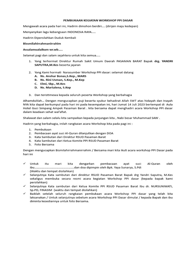 Teks MC Formal Ppi | PDF