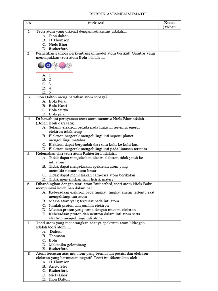 Rubrik Asesmen Sumatif Soal | PDF
