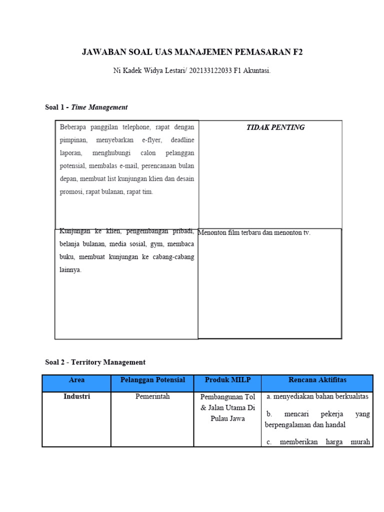 033 - Uas Manajemen Pemasaran | PDF