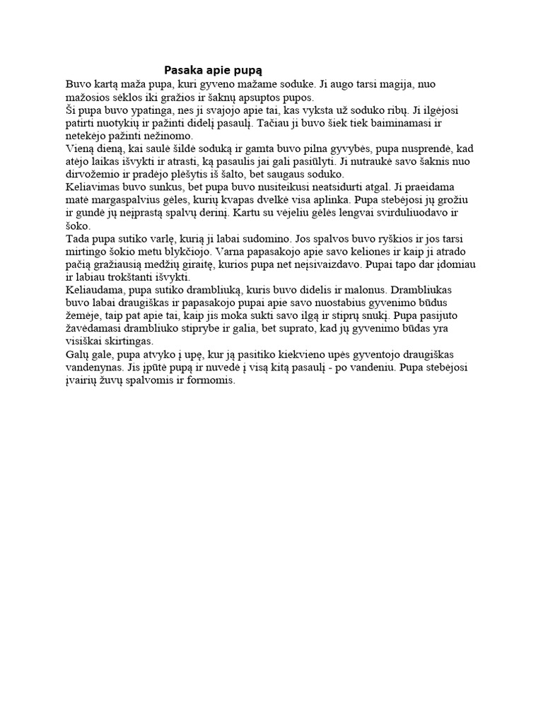 Pasaka Apie Pupa | PDF