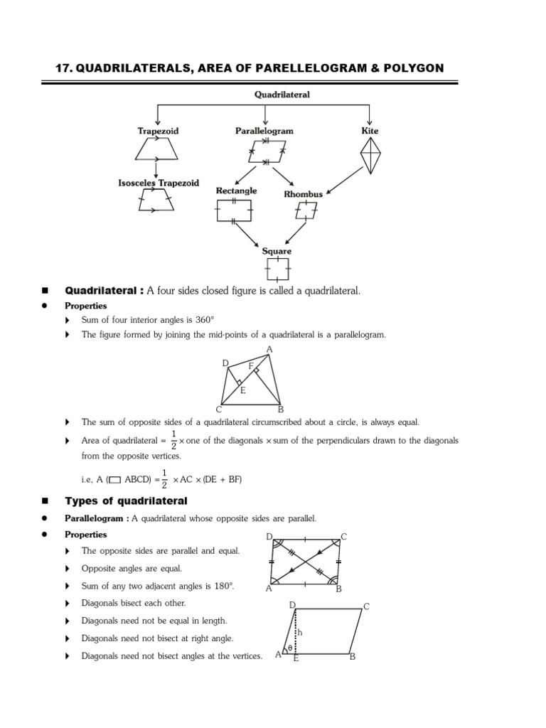 Quadrilaterals Area of Parellelogram Polygon | PDF | Rectangle | Triangle