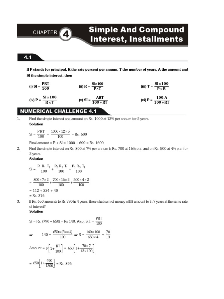 Simple Interest and Installment Formulas | PDF