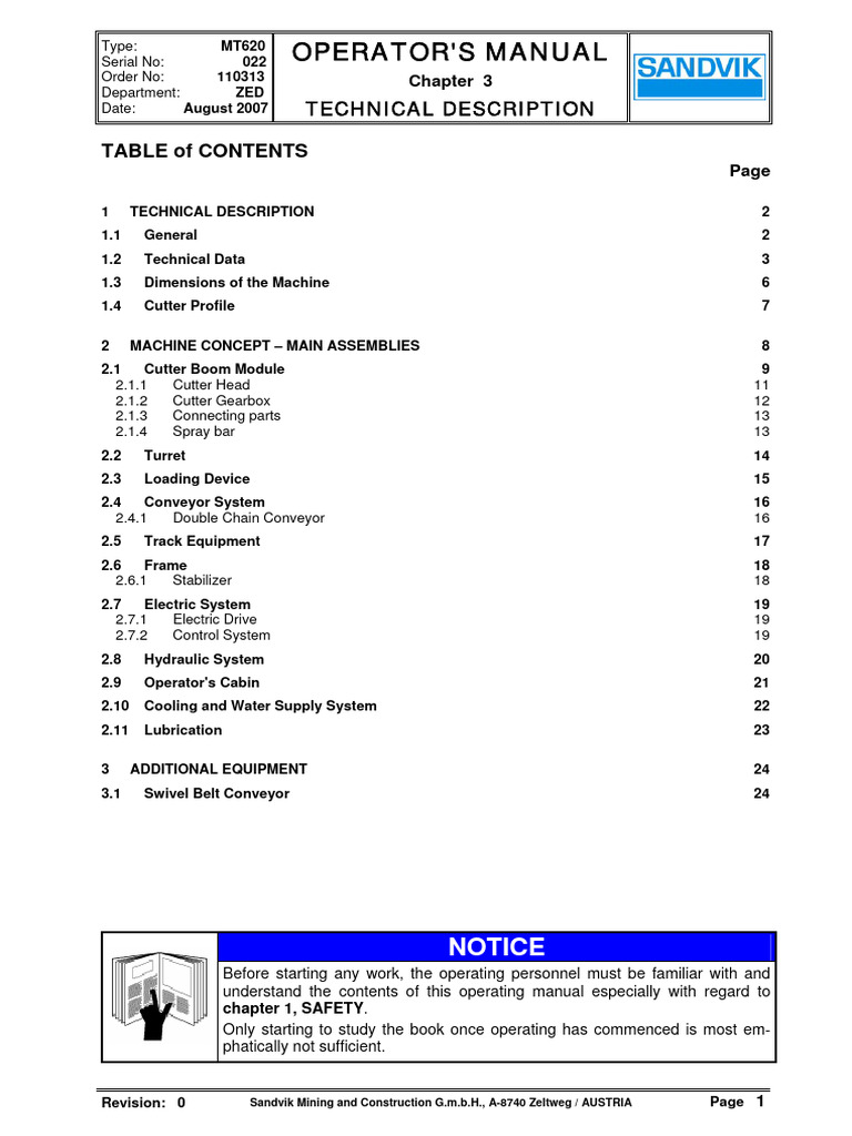 SANDVIK MR620 RH-620-22 Technical Description | PDF