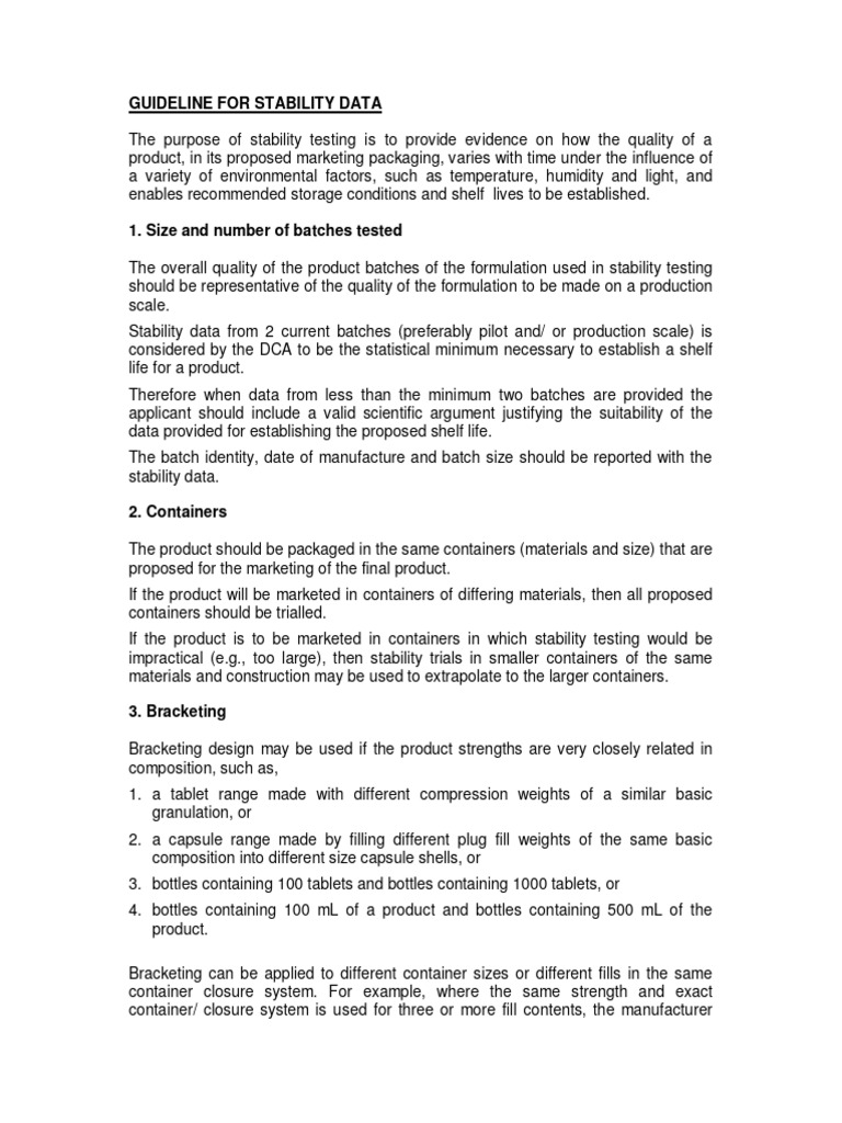Guideline For Stability Data | PDF | Pharmaceutical Formulation | Shelf ...