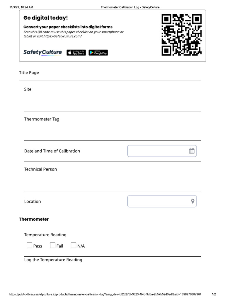 Thermometer Calibration Template | PDF