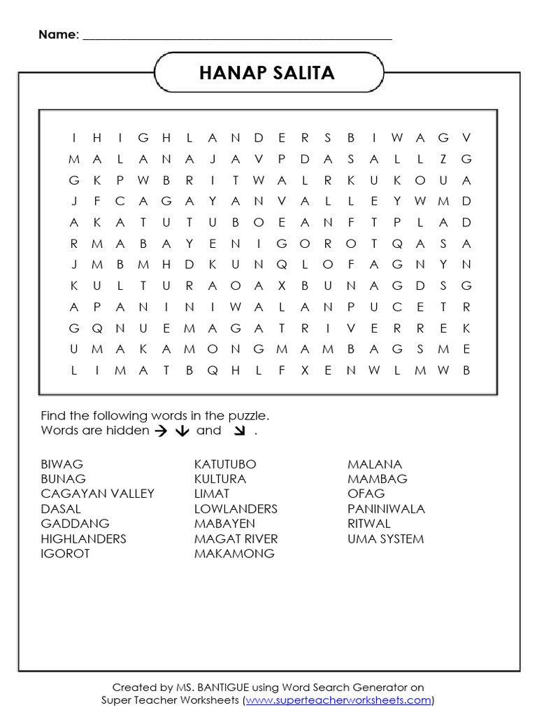 Hanap Salita (Gaddang) | PDF | Word Search | Linguistics