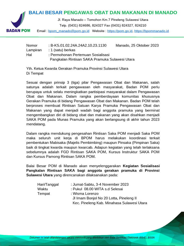 Sosialisasi SAKA POM Pramuka Sulut | PDF