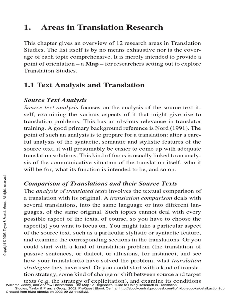 The Map A Beginner's Guide To Doing Research in Tr... - (1. Areas in Translation Research) | PDF
