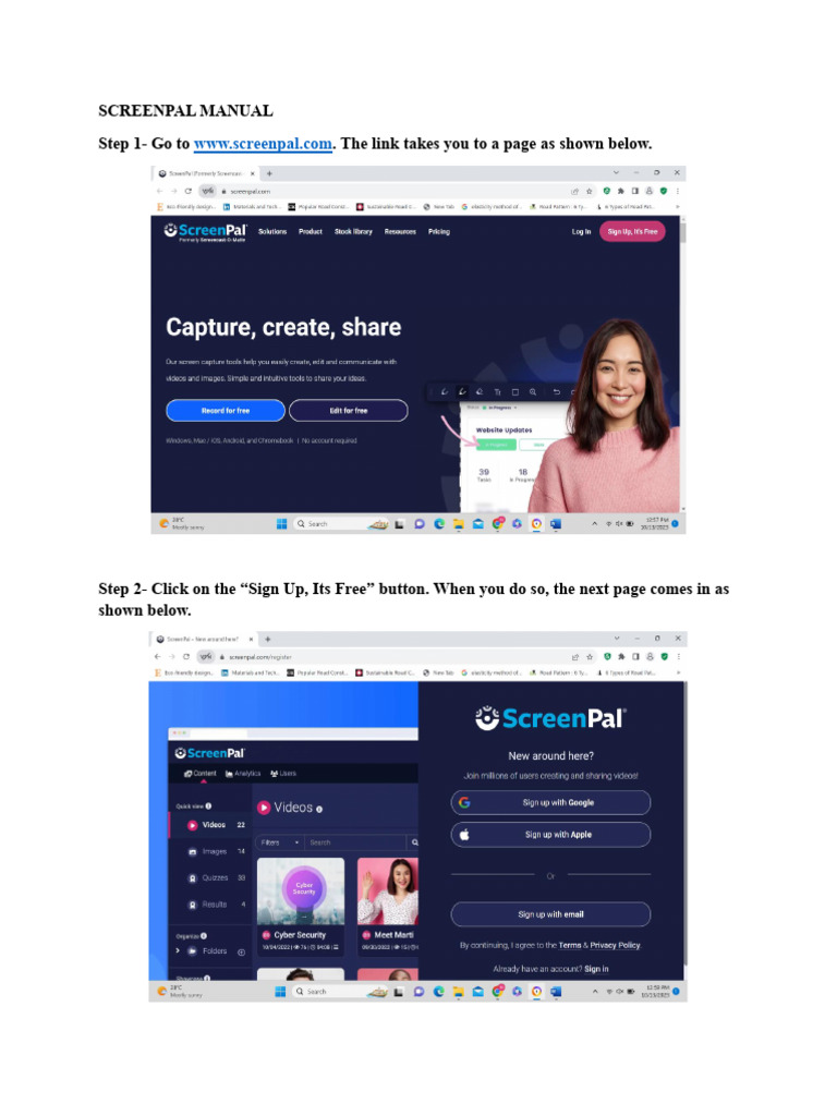 Screenpal Manual | PDF | Computer File | Login