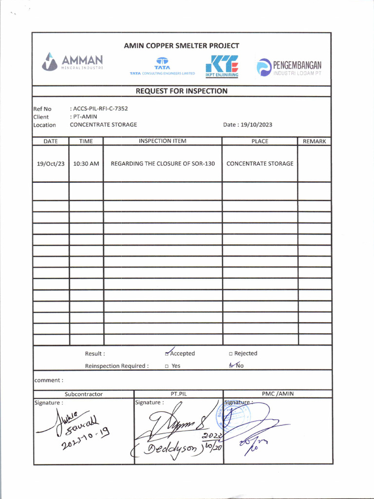 Accs Pil Rfi C 7352 Closed Documents Sor No. 130 | PDF
