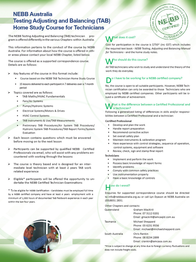 NEBB TAB Technician Program | PDF | Applied And Interdisciplinary Physics | Mechanical Engineering