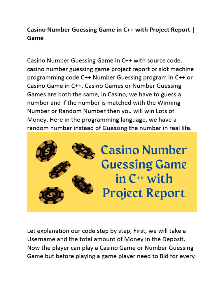 Casino Number Guessing Game in C | PDF | C++ | Software Development Casino Number Guessing Game in C | PDF | C++ | Software Development