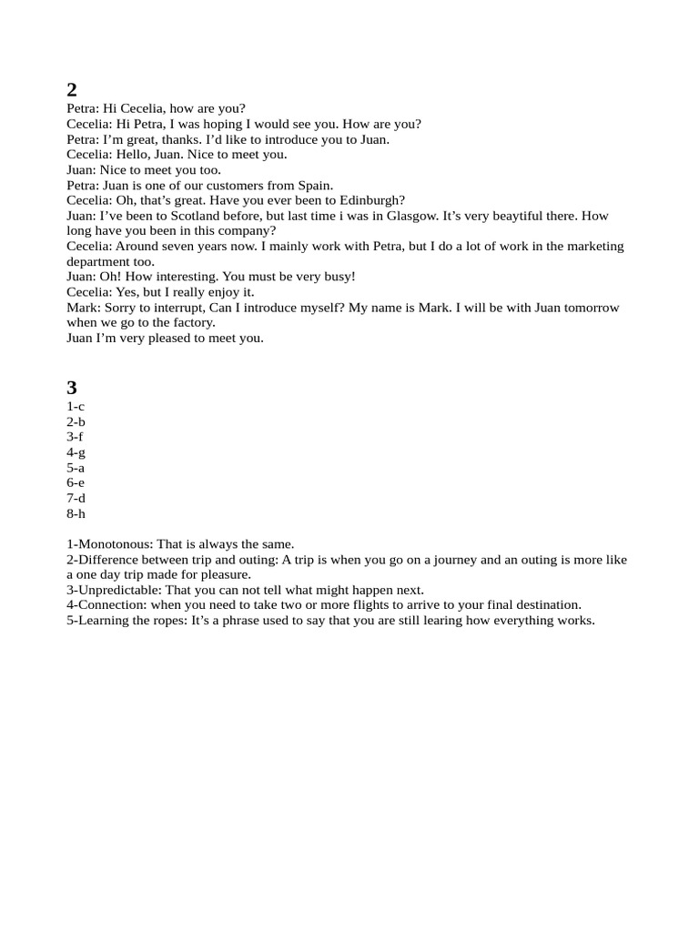 Business introduction exercises | PDF