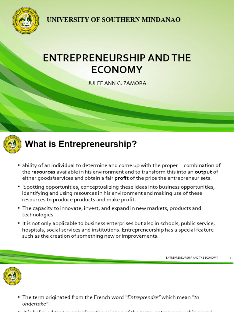 Chapter1-Entrepreneurship and The Economy | PDF