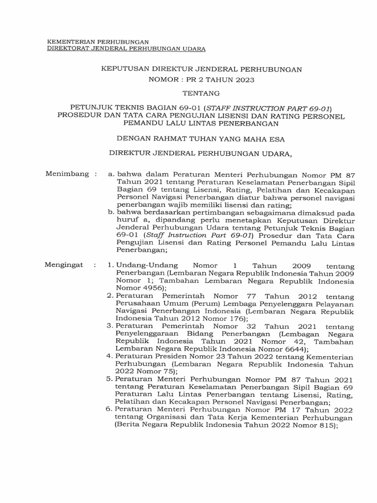 PR 2 Tahun 2023 Si 69-01 | PDF