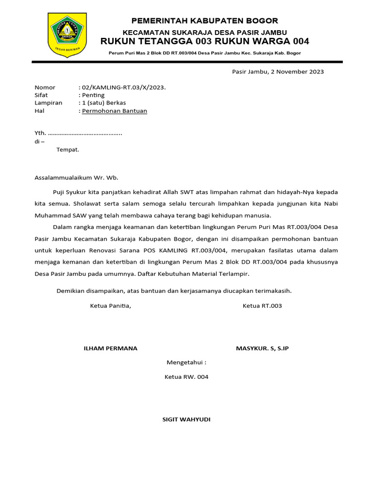 Sirkulir Pos Kamling RT 003 | PDF