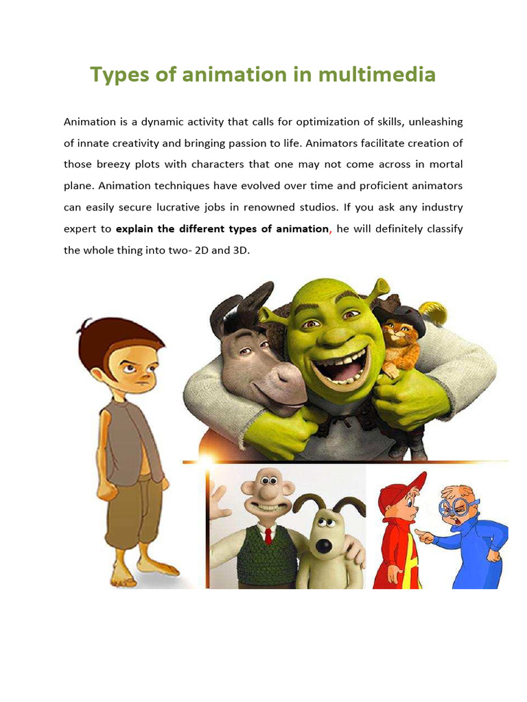 Types of Animation in Multimedia | PDF | Computer Generated Imagery ...