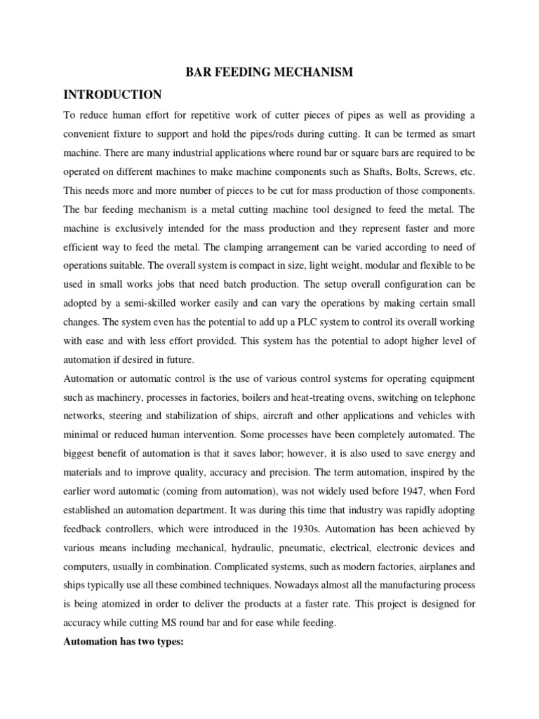 Bar Feeding Mechanism | PDF