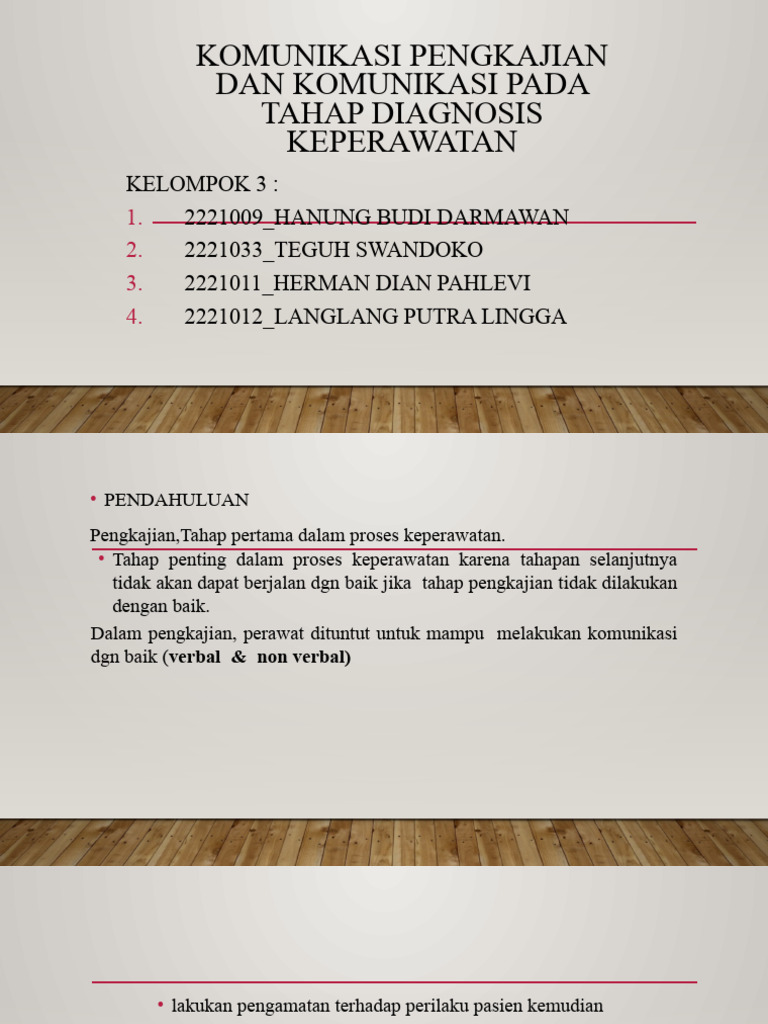 Komunikasi Pengkajian Dan Komunikasi Pada Tahap Diagnosis Keperawatan | PDF