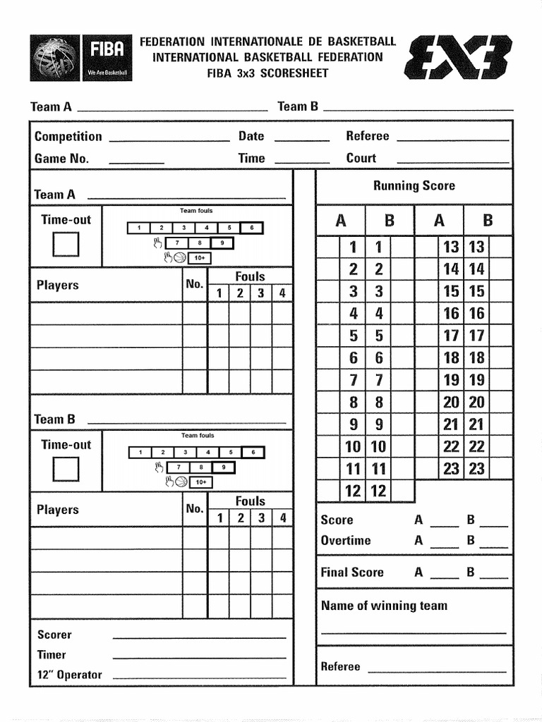 3x3 Scoresheet | PDF
