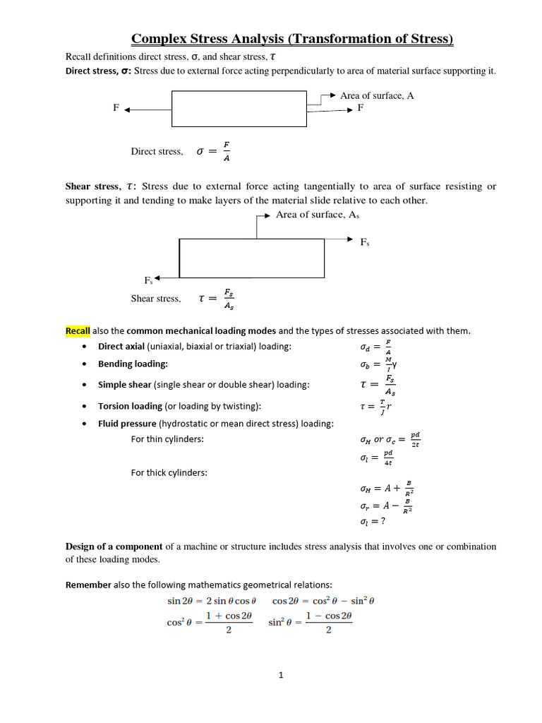 Complex Stress Analysis - An Introduction | PDF | Stress (Mechanics ...