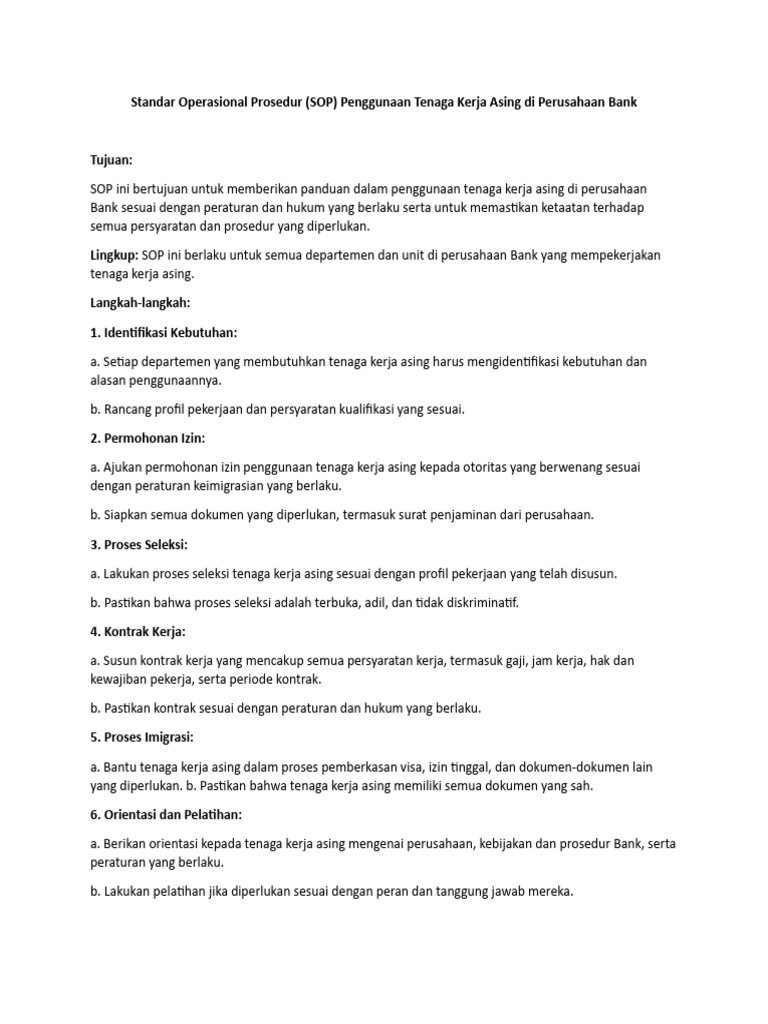 Petunjuk Pembuatan SOP Penggunaan TKA | PDF