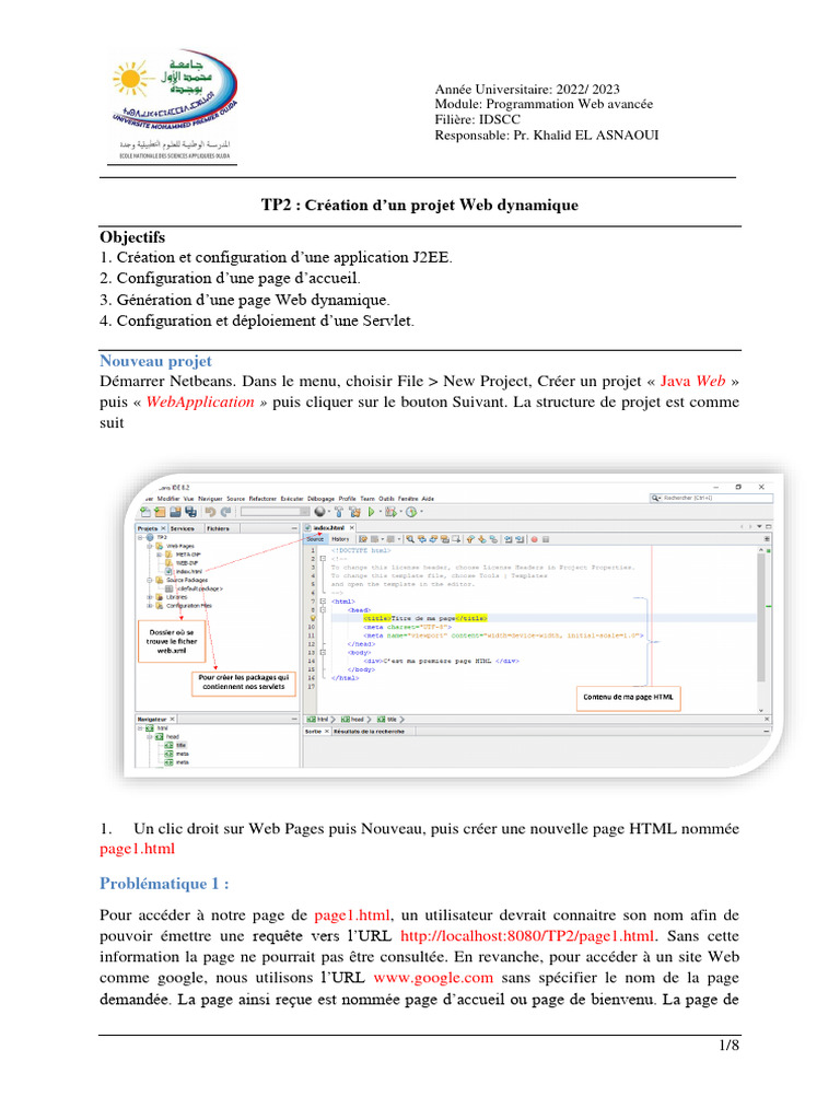 TP2: Création D'un Projet Web Dynamique Objectifs | PDF