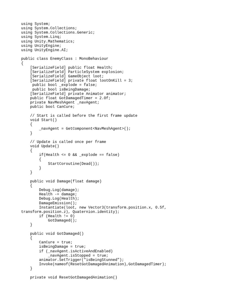 Enemy Class | PDF | Computer Programming | Software Engineering