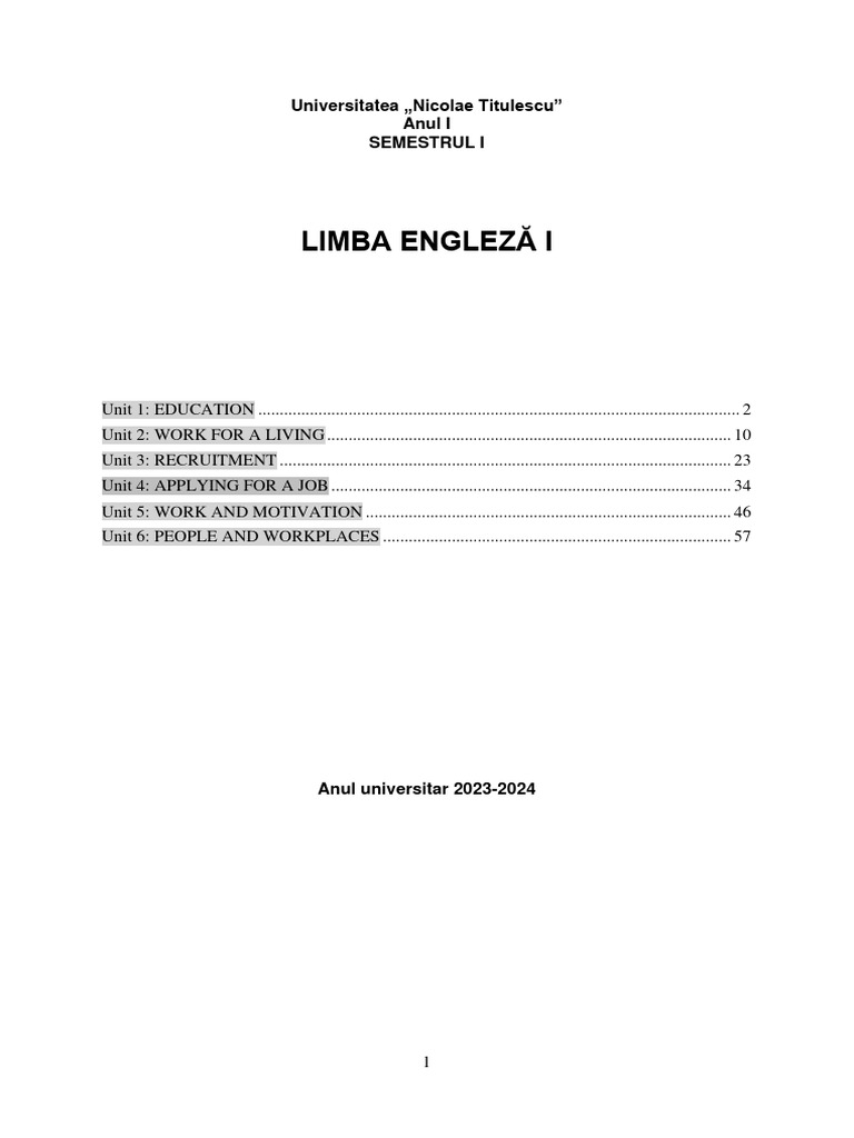 Limba Engleza IF 1 | PDF