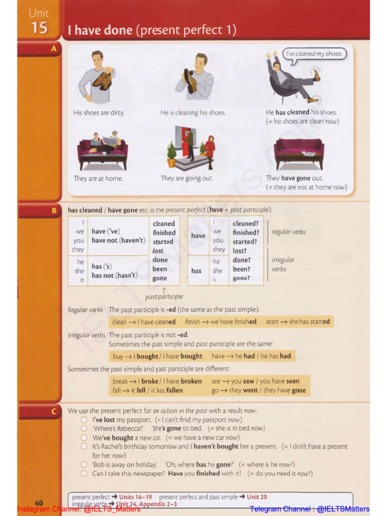 Present Perfect Grammar Pdf Semantic Units Syntax