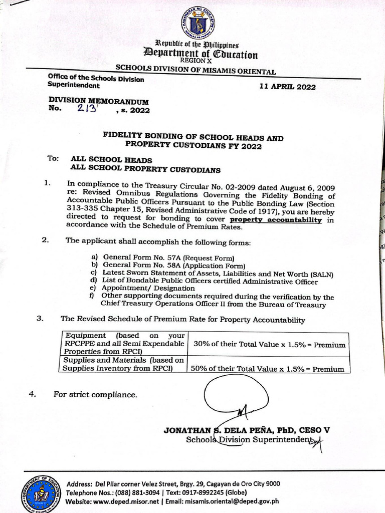 Sample Memo For Fidelity Bond Property Custodian | PDF