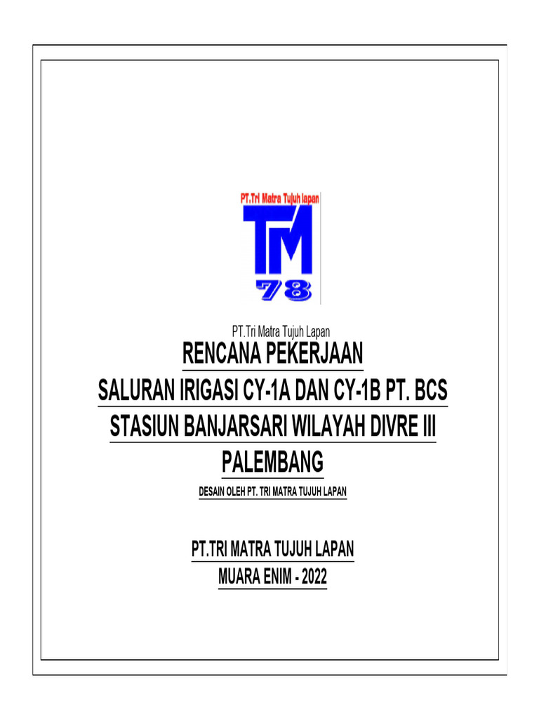 Rencana Saluran Irigasi CY-1A dan CY-1B | PDF