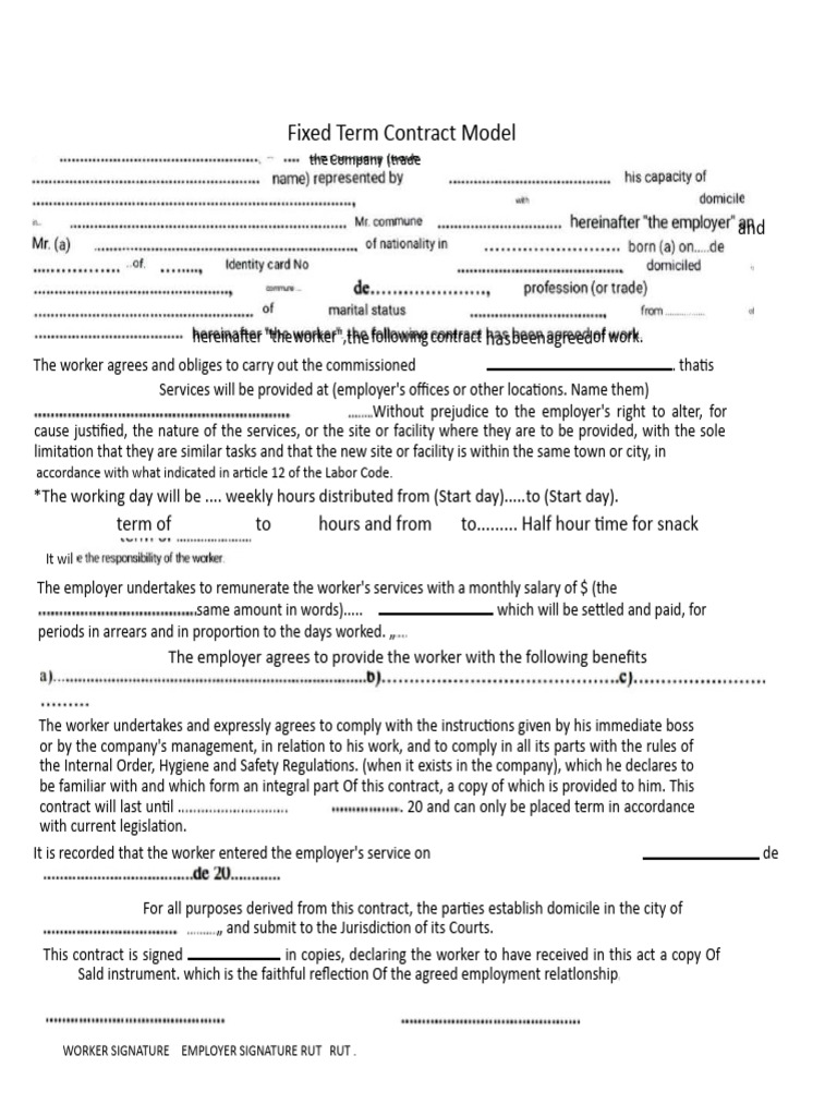 Fixed Term Contract Model: Agreed Been The | PDF