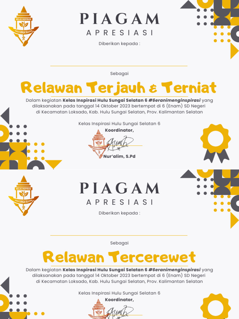 Piagam KI HSS 6 | PDF