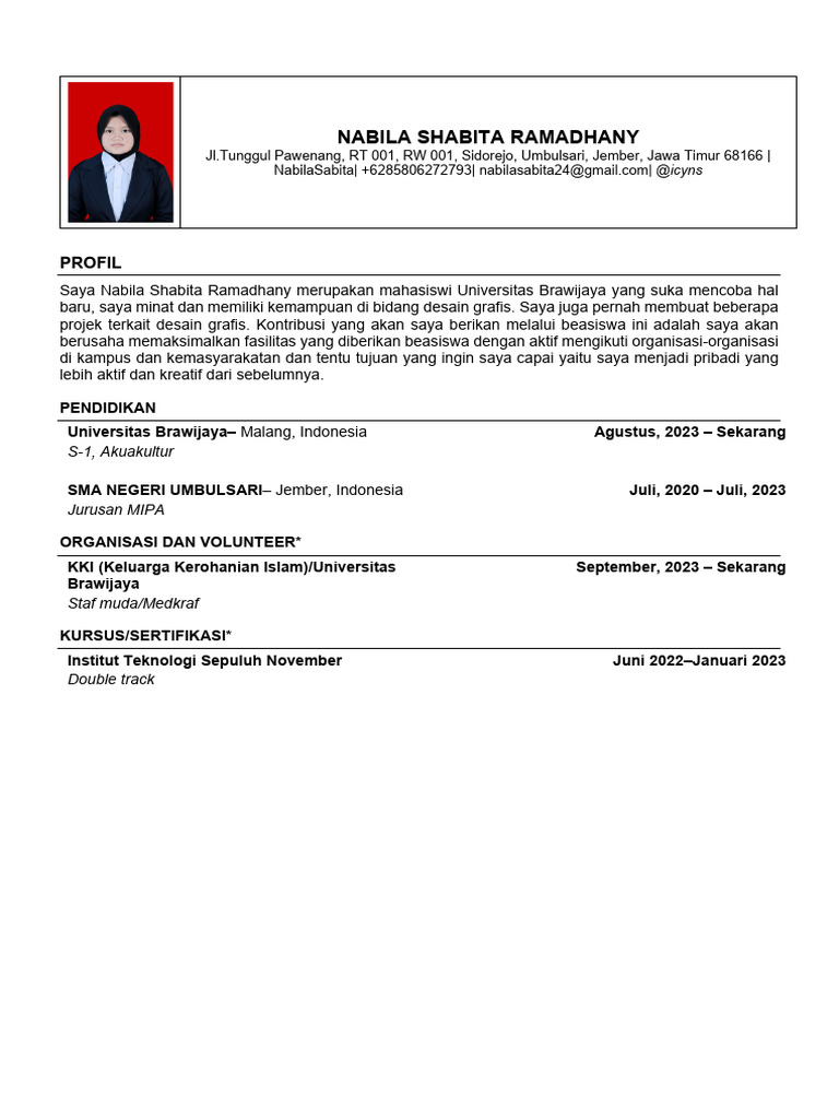 CV-Nabila Shabita Ramadhany | PDF