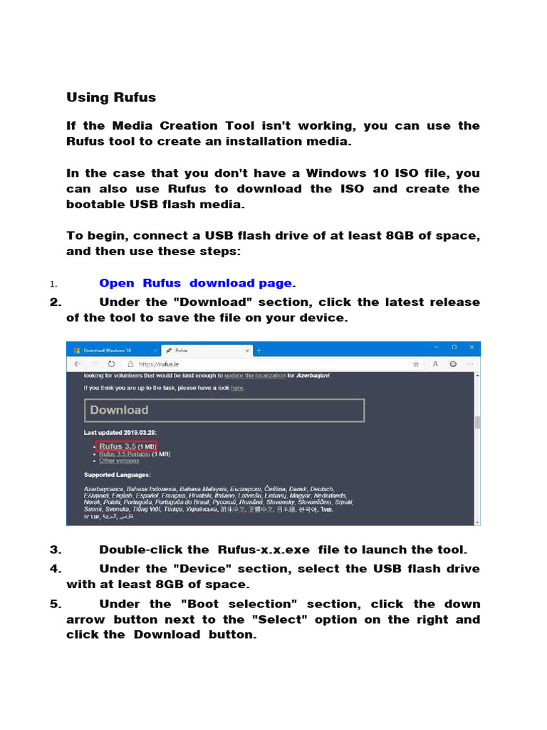 Using Rufus PDF Free | PDF | Windows 10 | Microsoft Windows