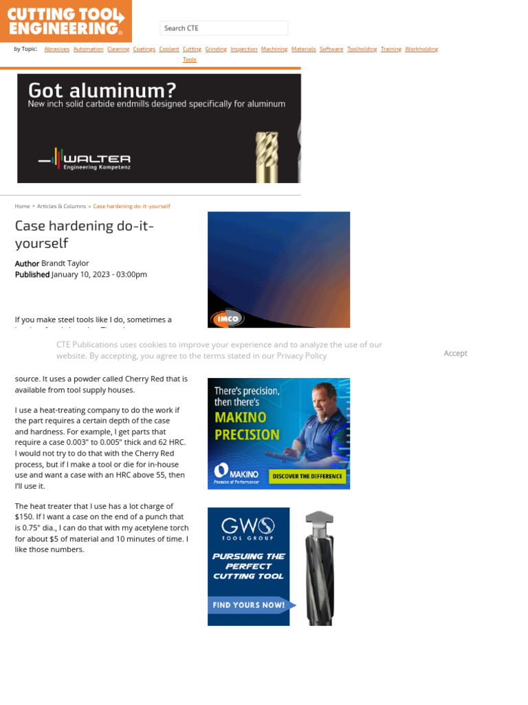 Case Hardening Do-It-Yourself - Cutting Tool Engineering | PDF | Heat Treating | Metalworking