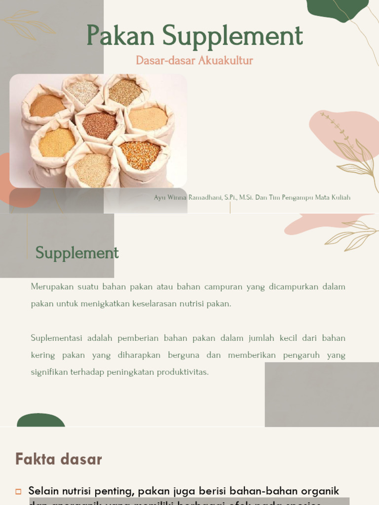 Pakan Ikan: Suplemen dan Manfaatnya | PDF