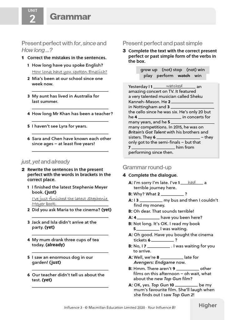 L3 B1 U2 Grammar Higher | PDF | Language Mechanics | Grammar