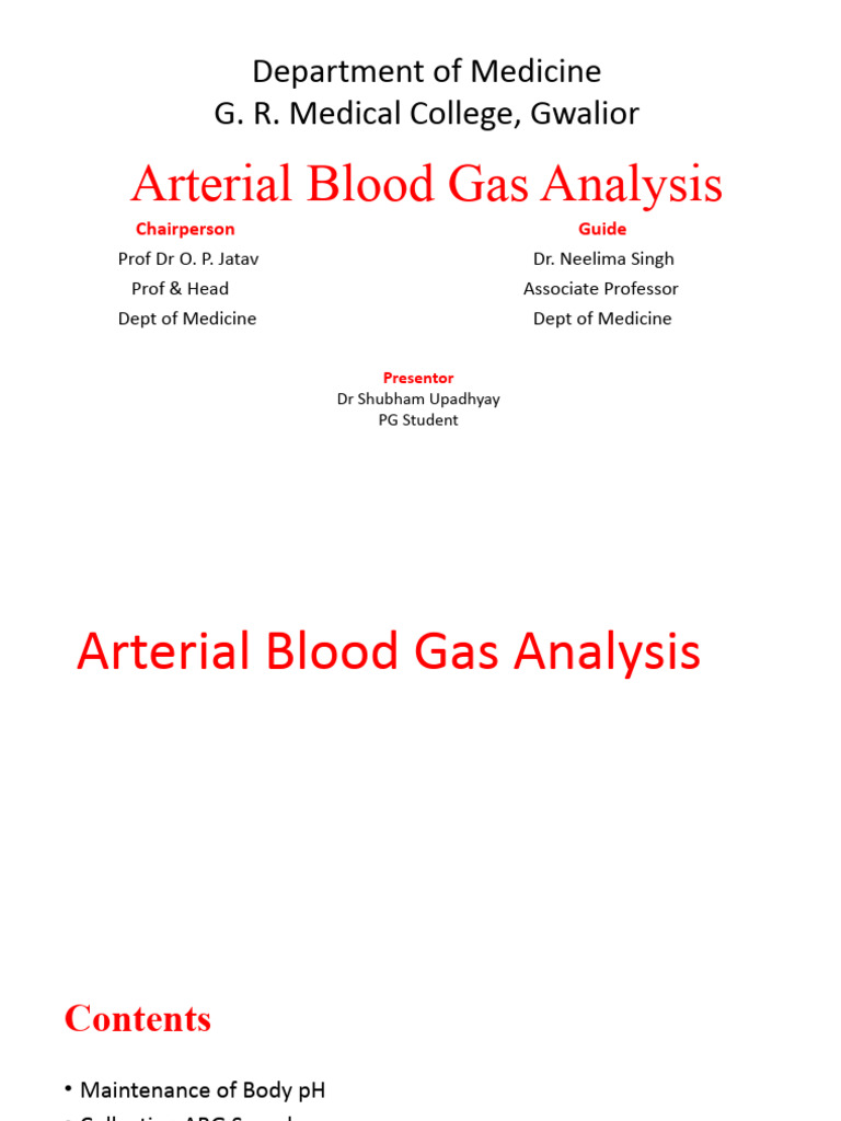 Arterial Blood Gas Analysis | PDF | Respiratory Diseases | Physiology