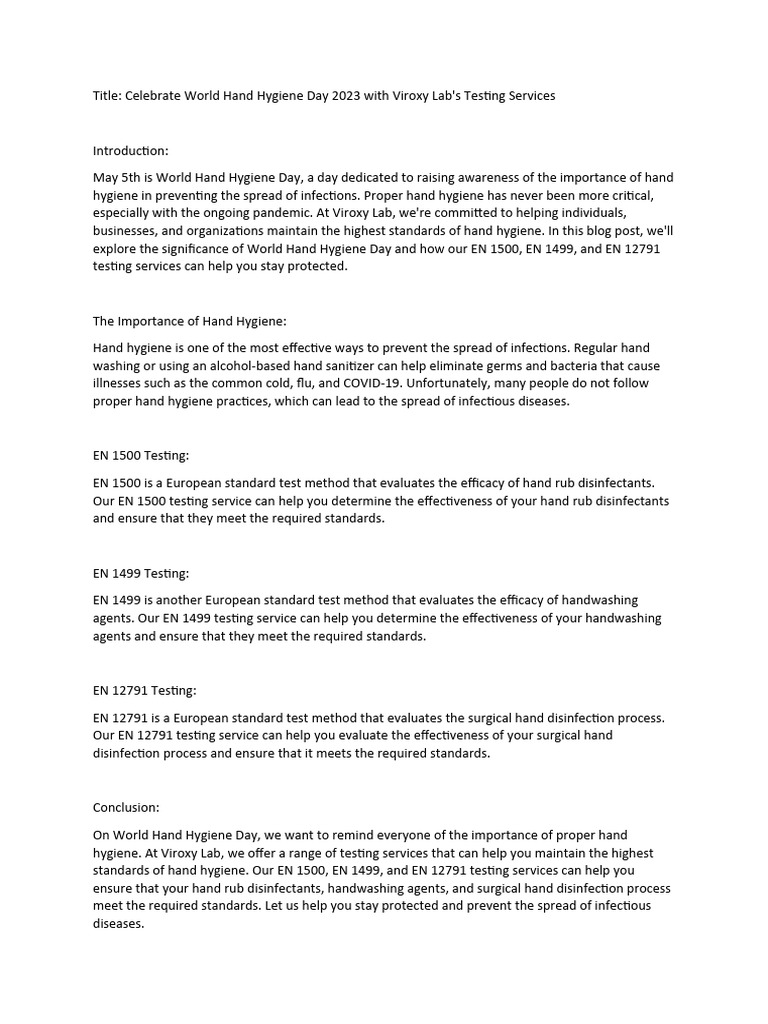 World Hand Hygiene Day 2023 Pdf Hand Washing Hygiene