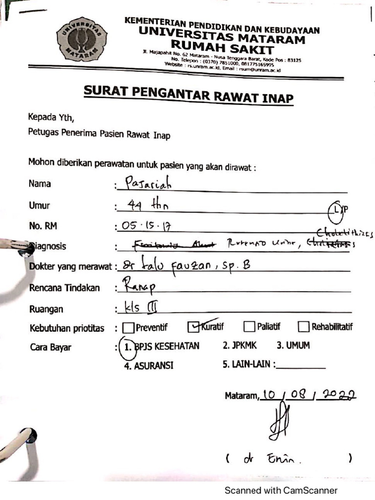 Akp ST 3.1 Ep C Form Pengantar Ranap | PDF