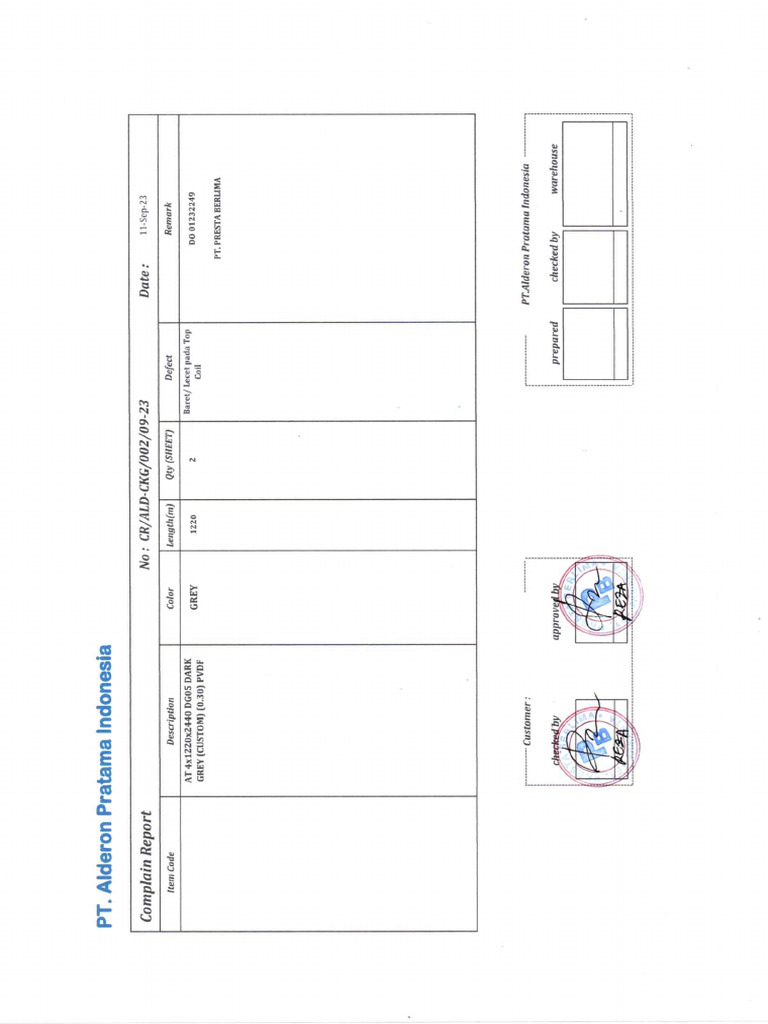 CONTOH Complain Report | PDF