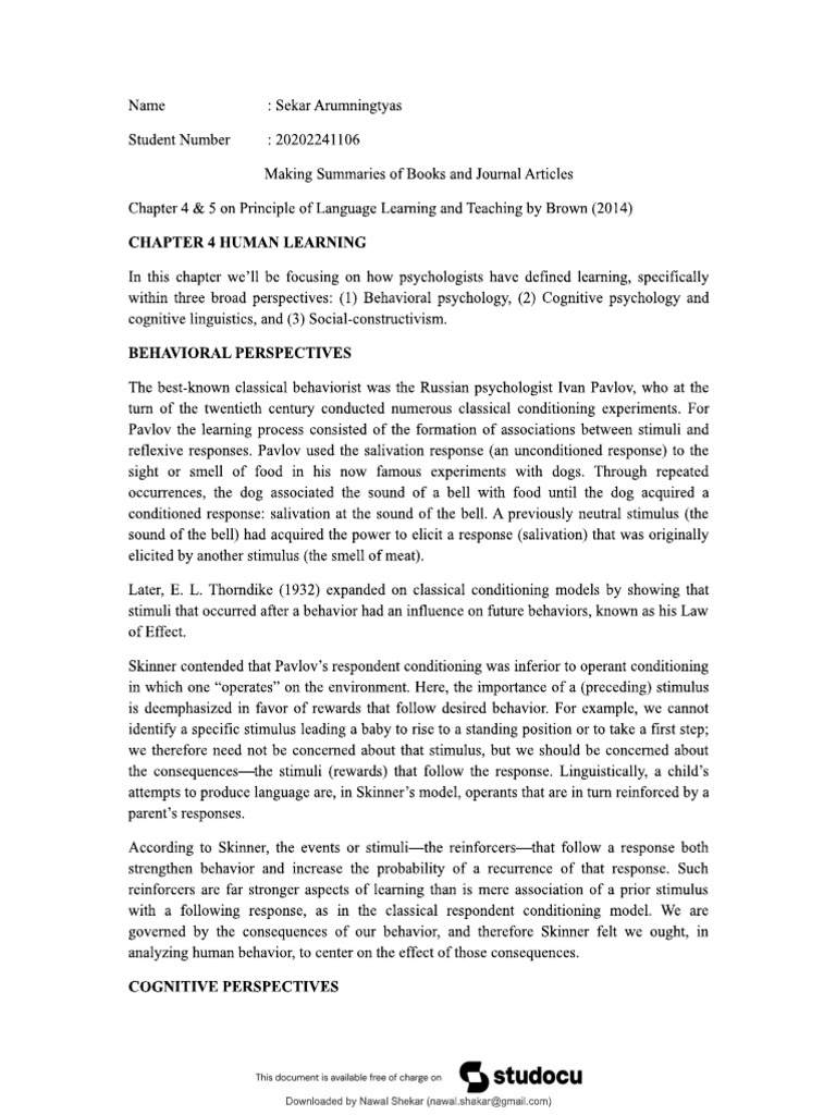 Summary of English Language Learning and Teaching | PDF