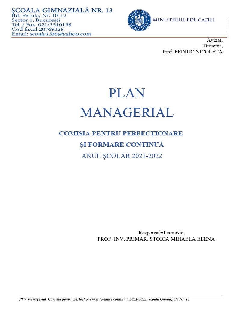 Perfectionare Plan Managerial | PDF