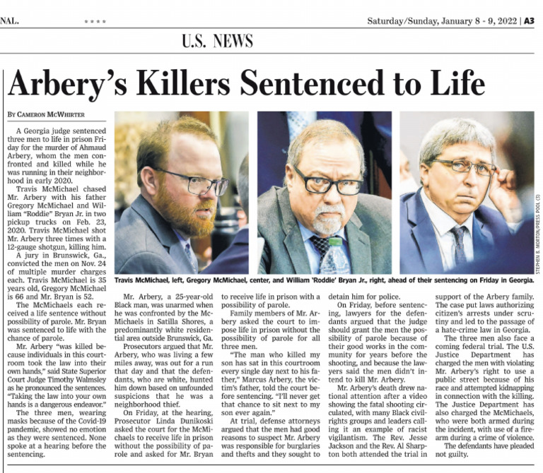 Arbery's Killers Sentenced To Life | PDF