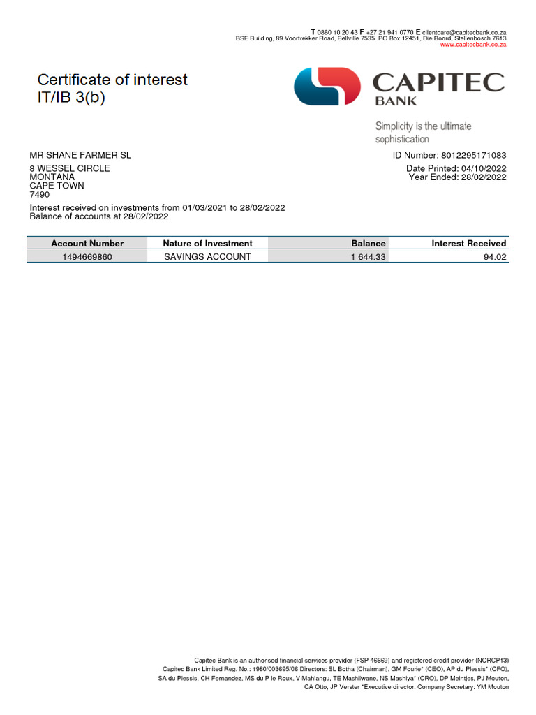 Certificate of Interest 2022 | PDF