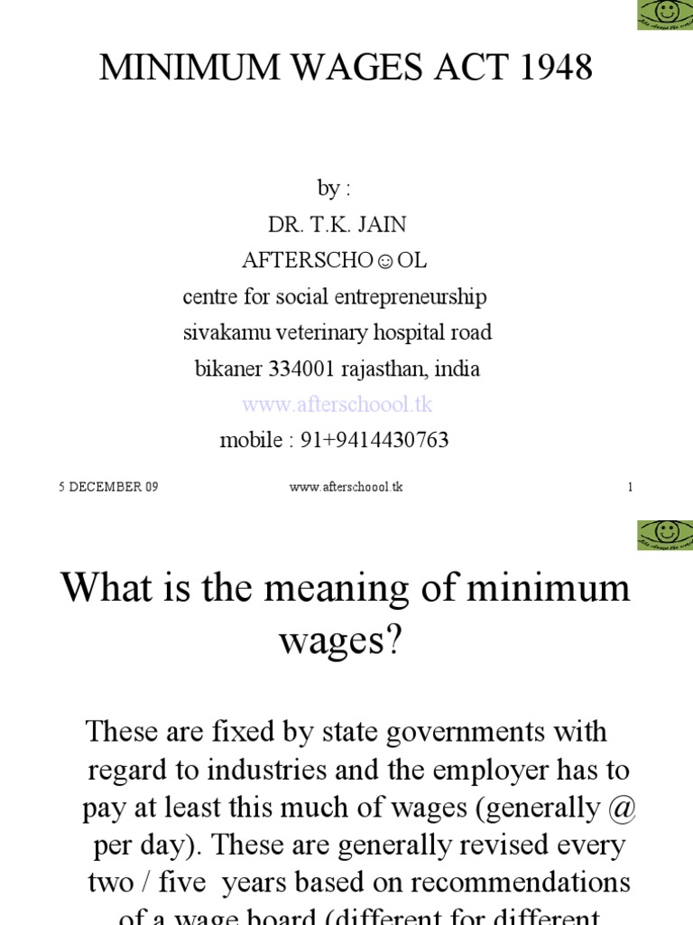 Minimum Wages Act 1948 | PDF | Wage | Employment