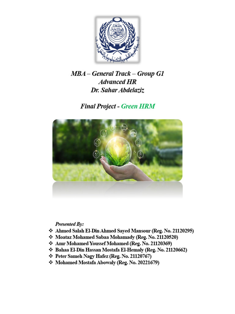 Advanced HR - Final Project (Green HRM) | PDF | Human Resource ...