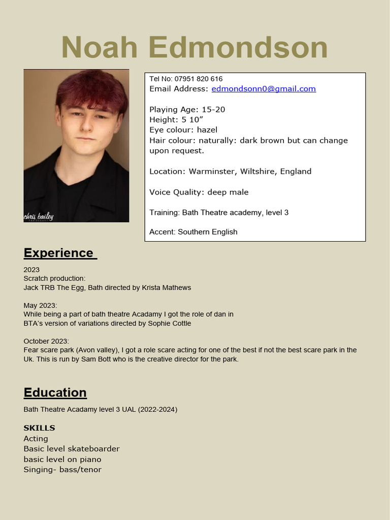 Actors CV Template 1 | PDF